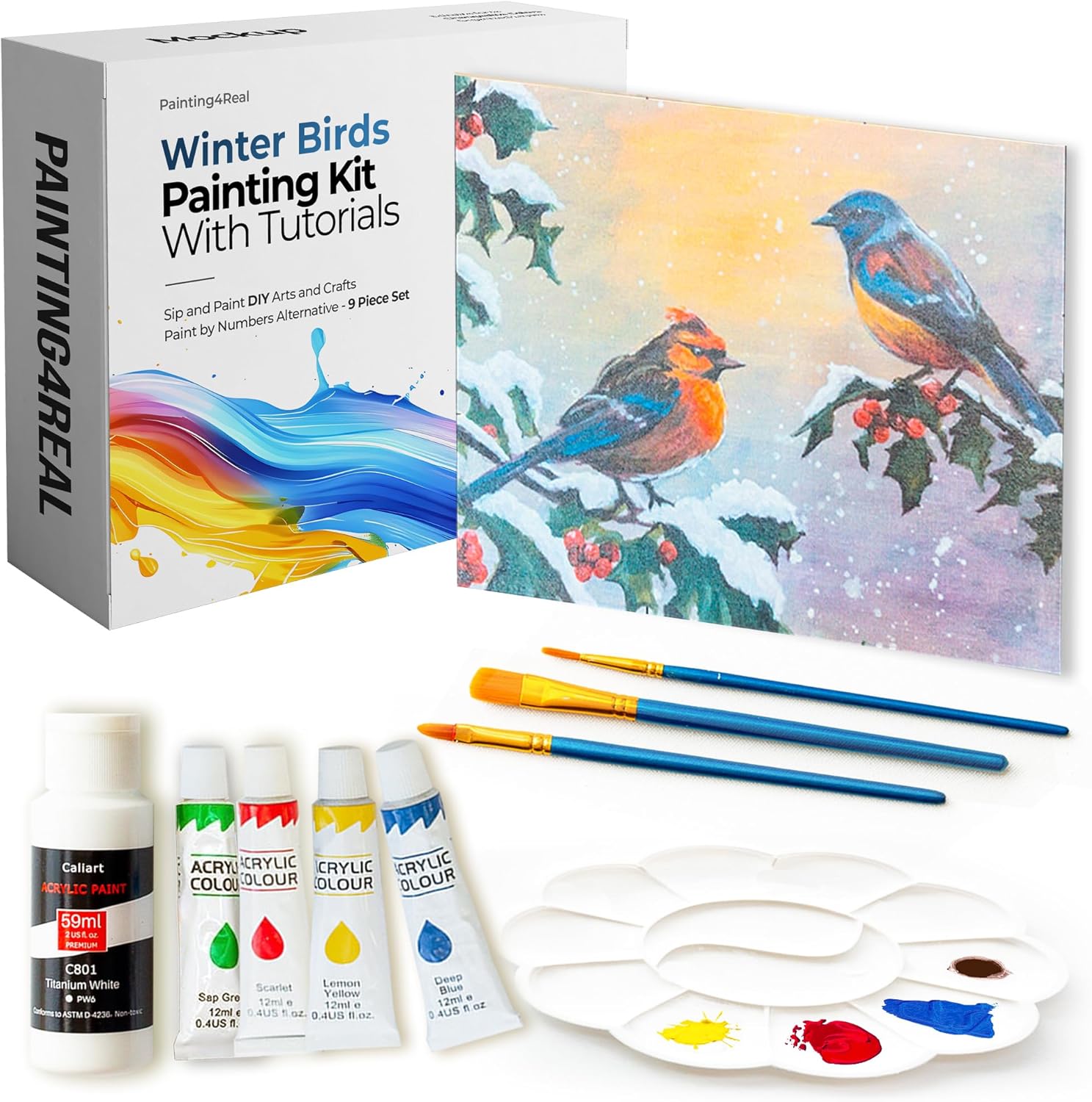 Winter Birds Painting Kit | Wildlife Seasonal Acrylic Art